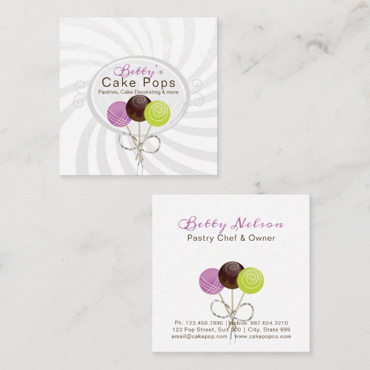 Cake Pop Bakery Stylish Design Business Card | Zazzle