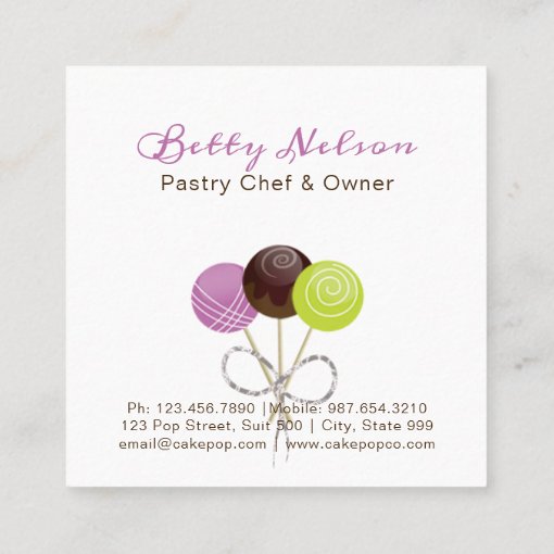 Cake Pop Bakery Stylish Design Business Card | Zazzle