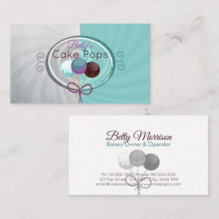 Cake Pop Bakery Stylish Design Business Card | Zazzle.com