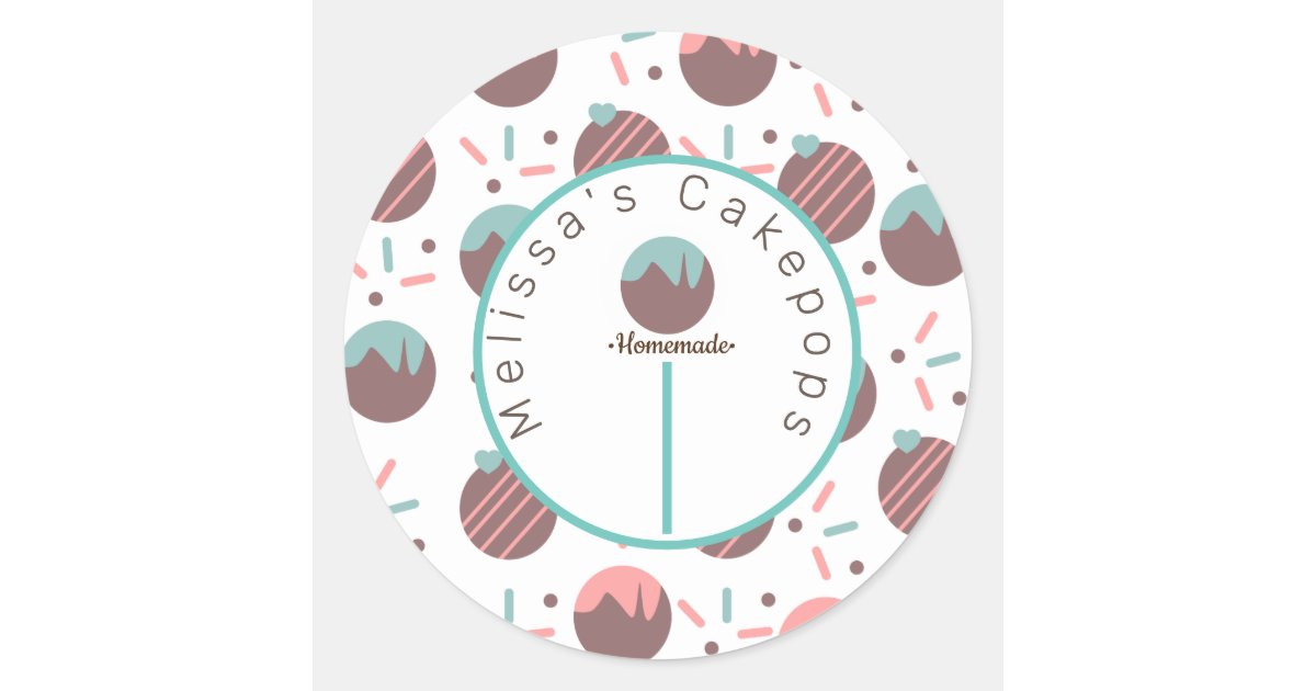 Cake Pop Logo Homemade Bakery Sprinkles Classic Round Sticker | Zazzle