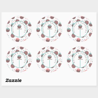 Cake Pop Logo Homemade Bakery Sprinkles Classic Round Sticker | Zazzle