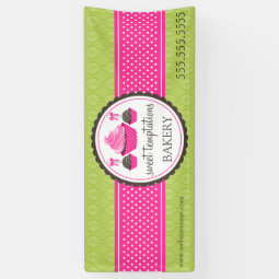 Cake Pops and Cupcake Green Pink Banner | Zazzle