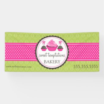 Cake Pops and Cupcake Green Pink Banner | Zazzle