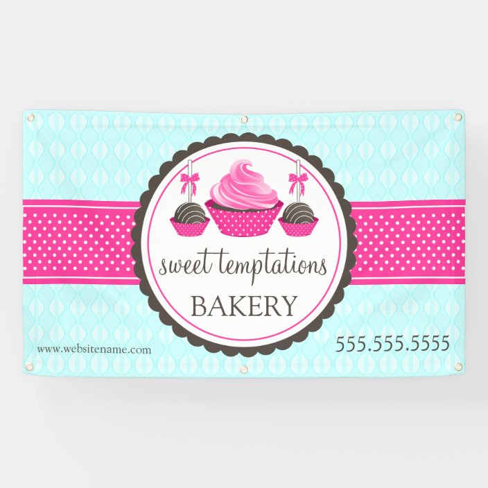 Cake Pops and Cupcake Turquoise Pink Banner | Zazzle.com