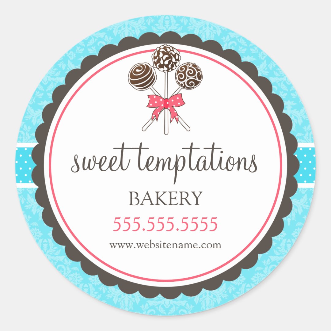 Cake Pops Bakery Packaging Classic Round Sticker | Zazzle