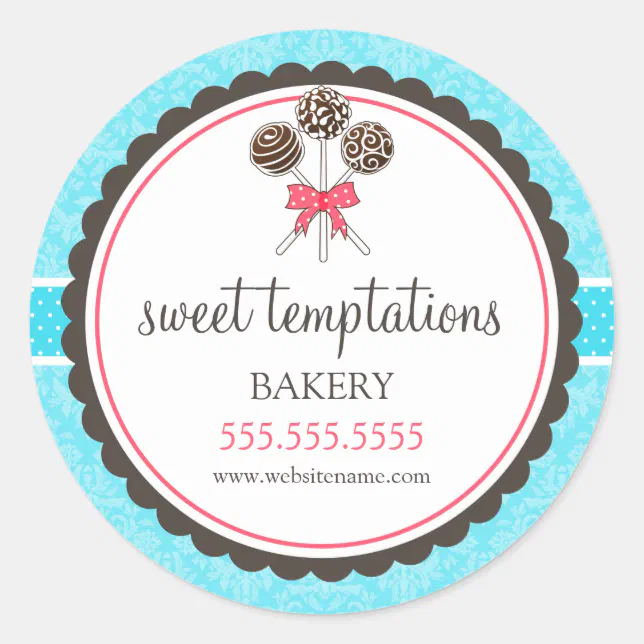 Cake Pops Bakery Packaging Classic Round Sticker | Zazzle