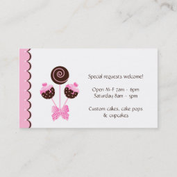 Cake Pops Business Card Bakery Pink Brown | Zazzle