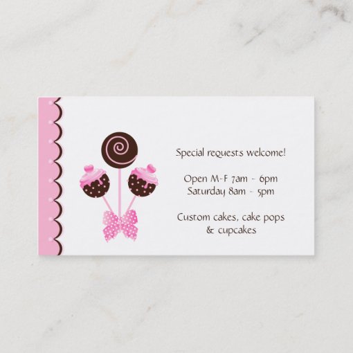 Cake Pops Business Card Bakery Pink Brown | Zazzle