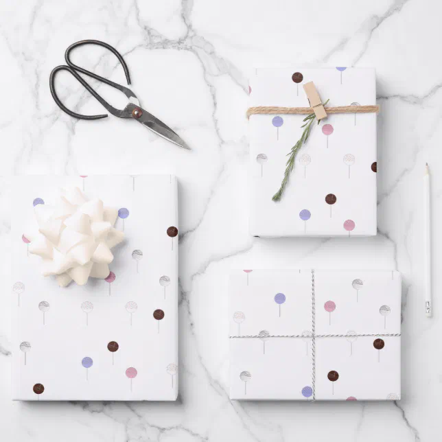 Cake Pops Everywhere on White Wrapping Paper Sheets | Zazzle