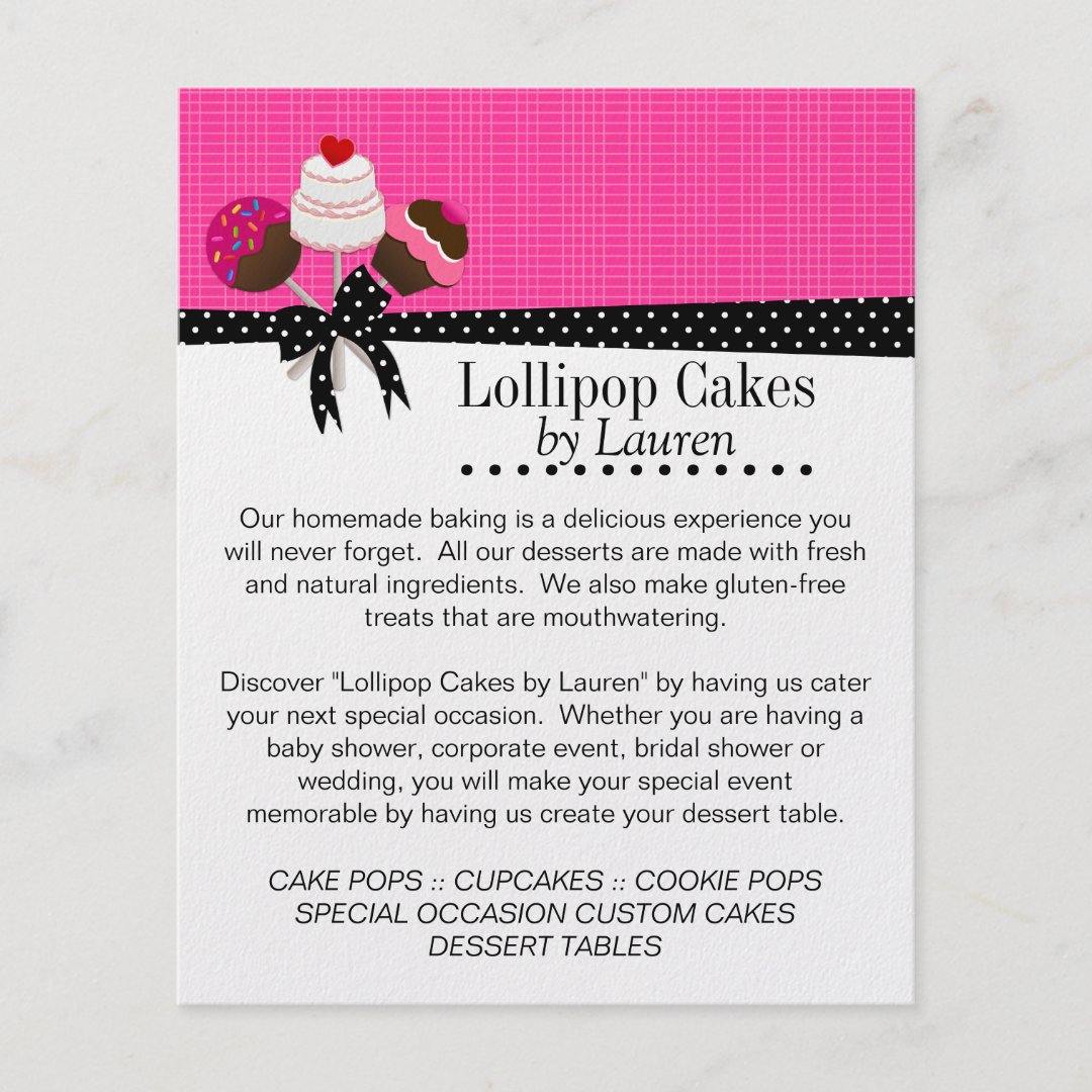 Cake Pops Hot Pink with Photo Frames Flyer | Zazzle