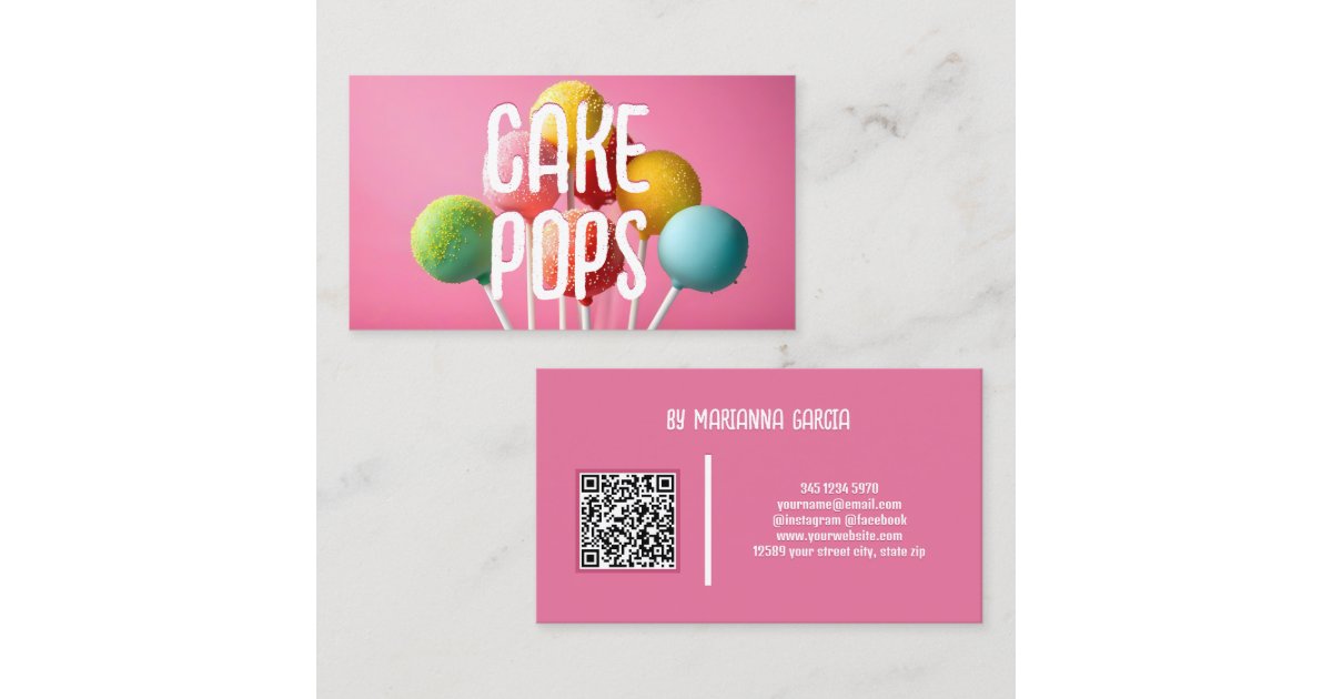 Cake Pops QR Business Card | Zazzle