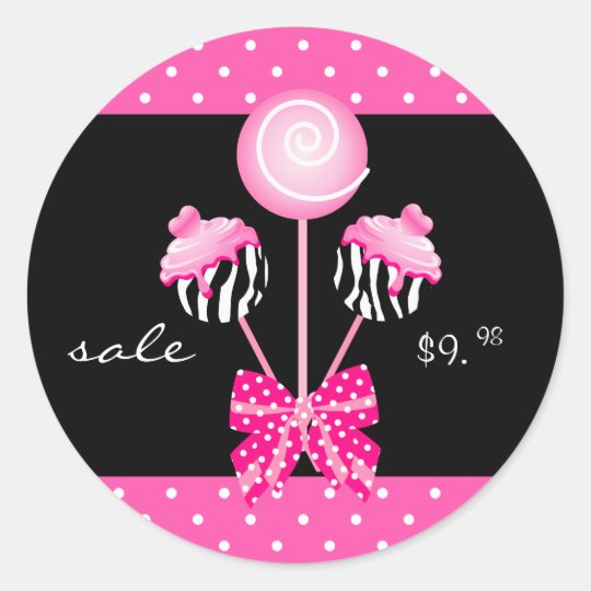 Cake Pops Stickers Bakery Zebra Pink Black Retro | Zazzle.com