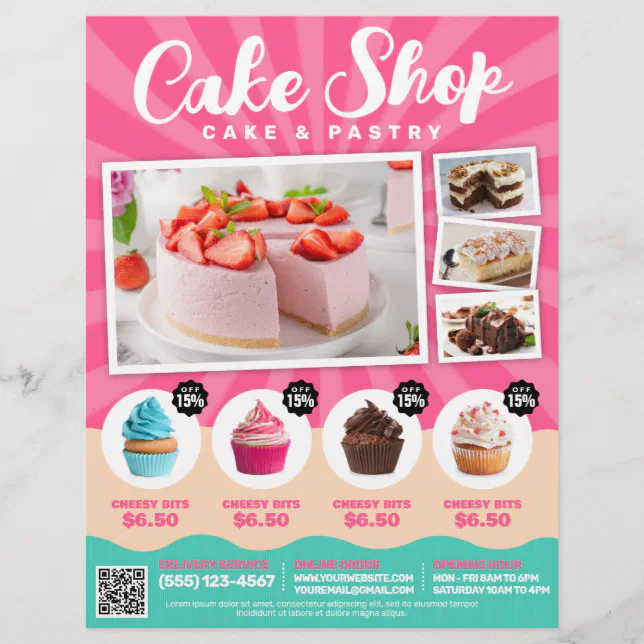 Cake Shop / Bakery / Confectionery - (Template) Flyer | Zazzle