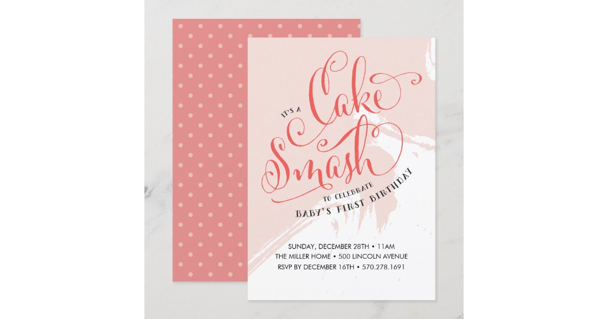 Cake Smash Birthday Invitation, Girl Card | Zazzle