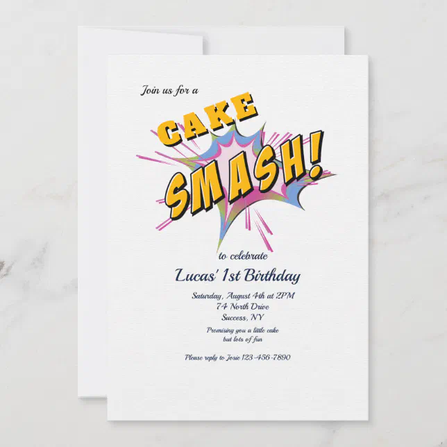 Cake Smash Birthday Party Invitation | Zazzle