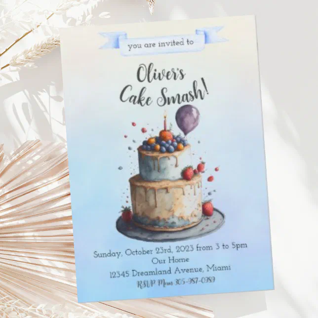 Cake Smash First Birthday Party Invitation | Zazzle