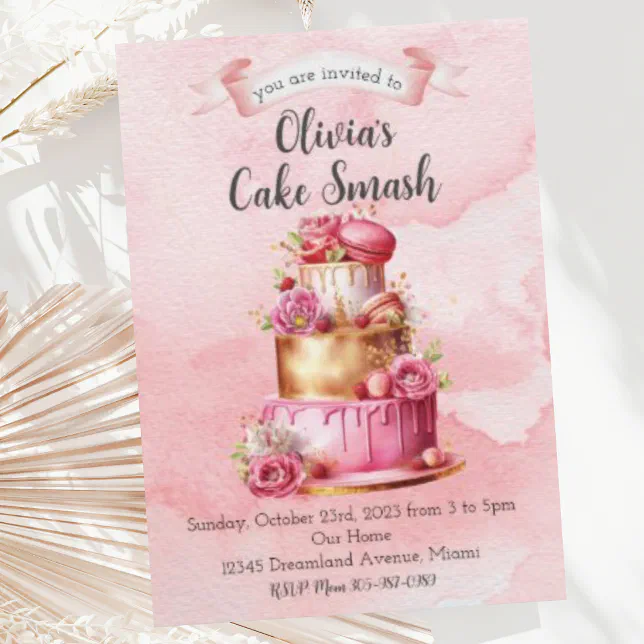 Cake Smash First Birthday Party Invitation | Zazzle