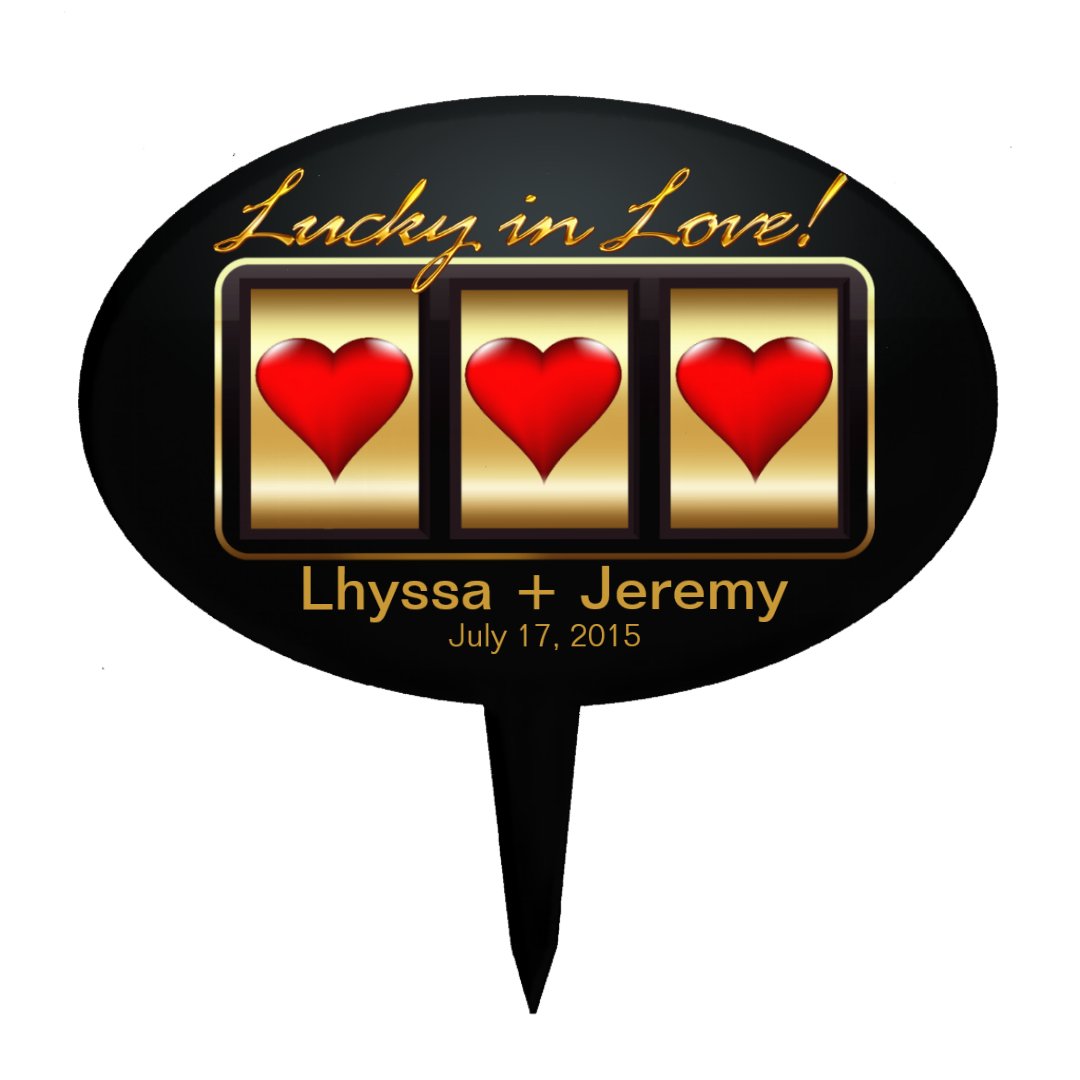 CAKE TOPPER Las Vegas Wedding Lucky black gold | Zazzle