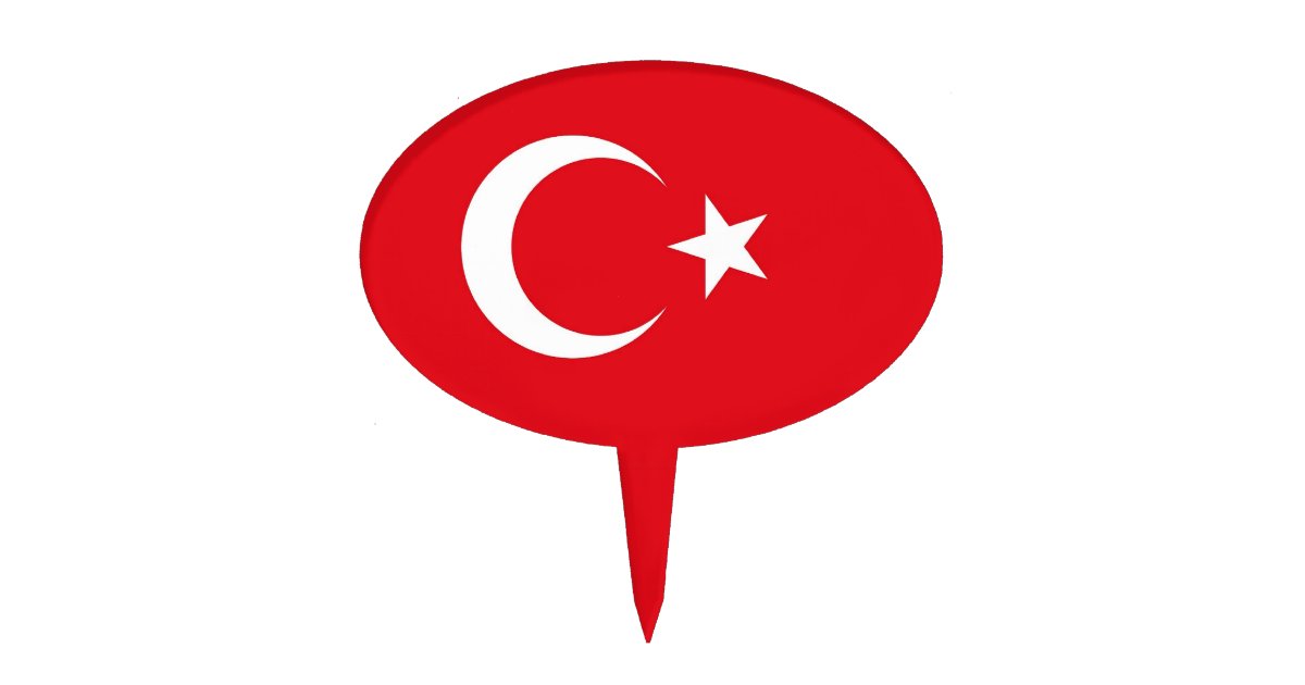 Cake Topper with Flag of Turkey | Zazzle