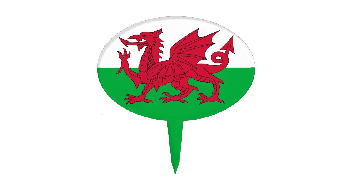 Cake Topper with Flag of Wales | Zazzle