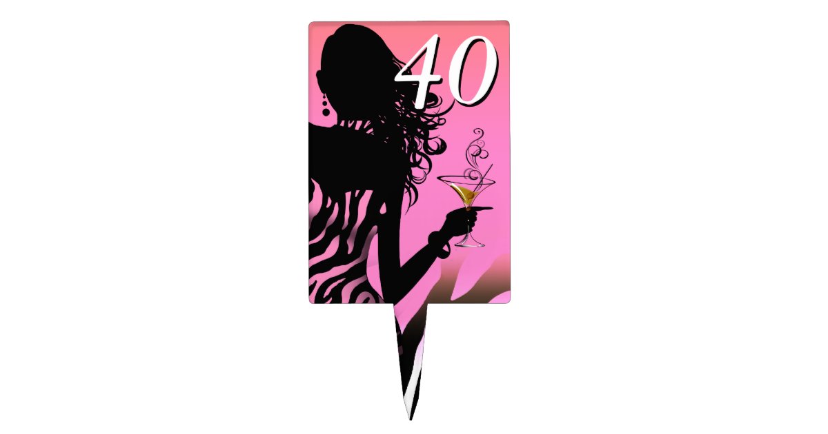 CAKE TOPPER Zebra 40th Birthday Diva - pink | Zazzle