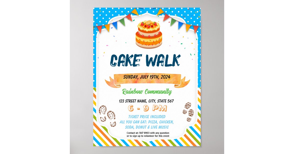 Cake walk musical cake template poster | Zazzle