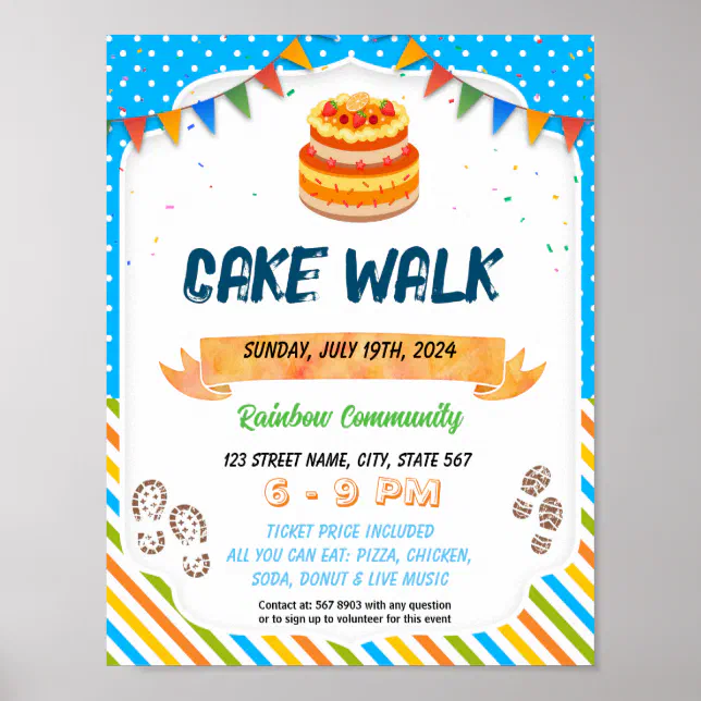 Cake walk musical cake template poster | Zazzle