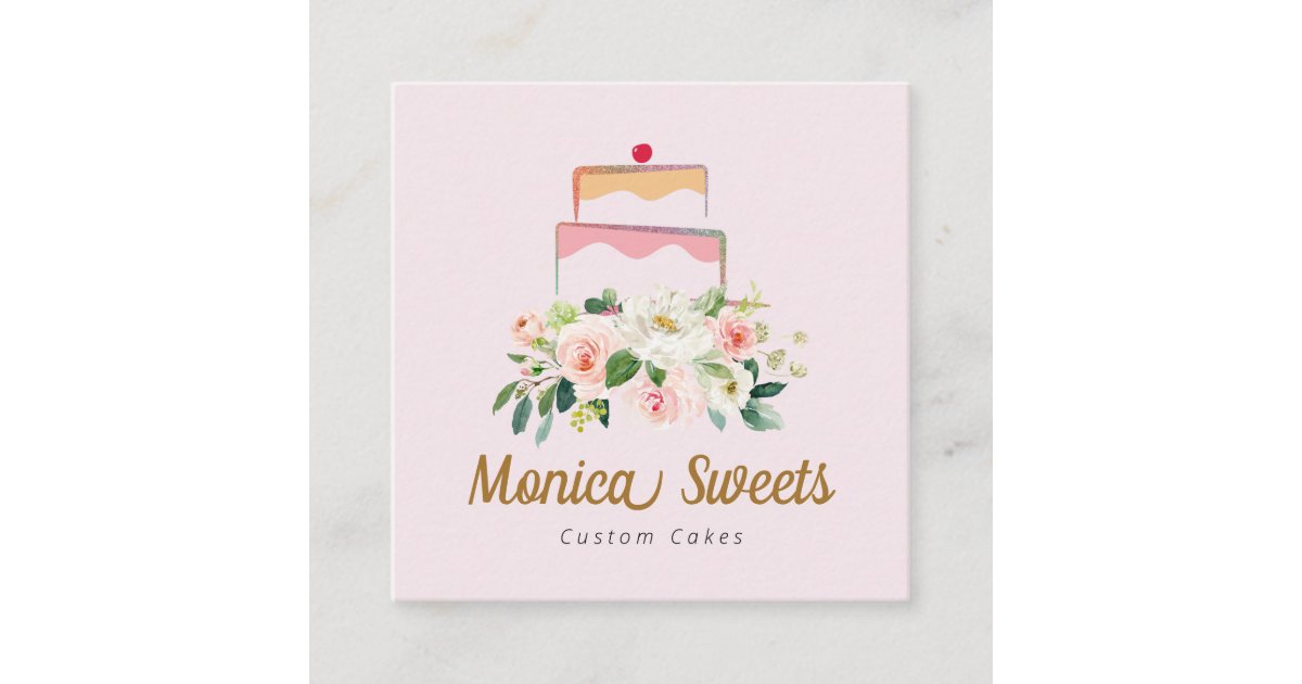 cakery blush floral logo business card | Zazzle