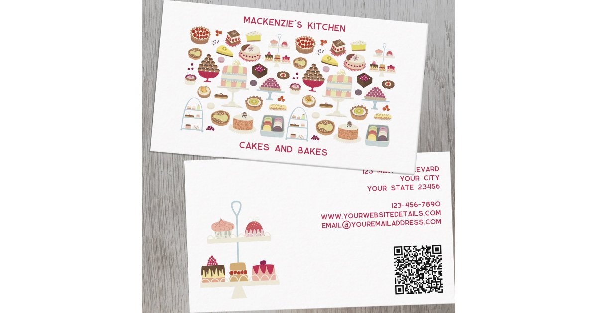 Cakes Baking Catering QR Code Business Card | Zazzle
