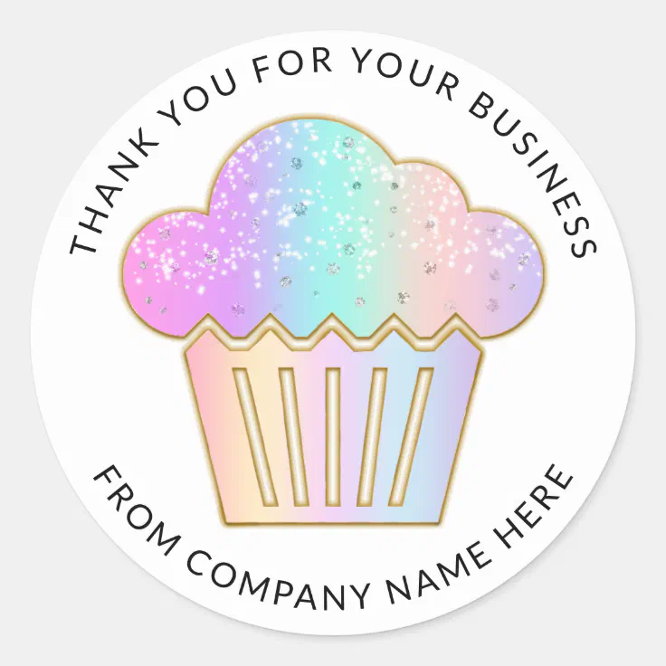 Cakes Sweets Cupcake Home Bakery Logo Holographic Classic Round Sticker ...