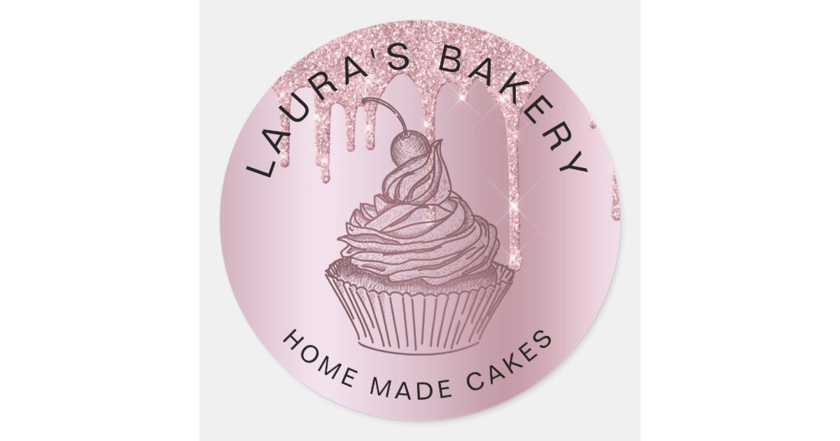 Cakes & Sweets Cupcake Home Bakery Rose gold drips Classic Round ...