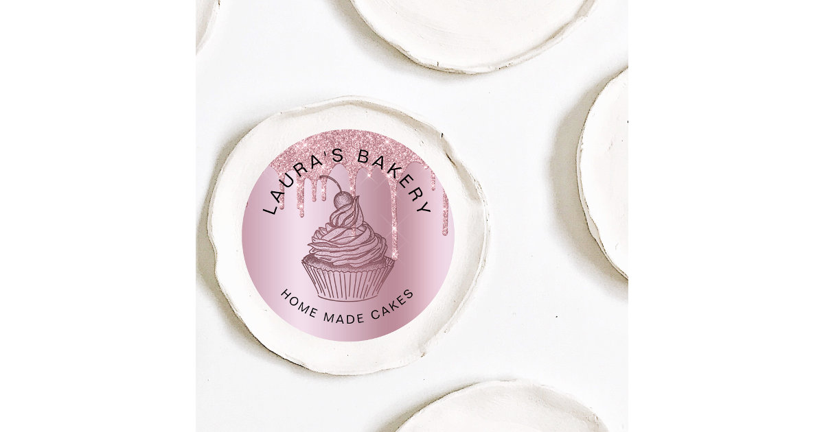 Cakes & Sweets Cupcake Home Bakery Rose gold drips Classic Round ...