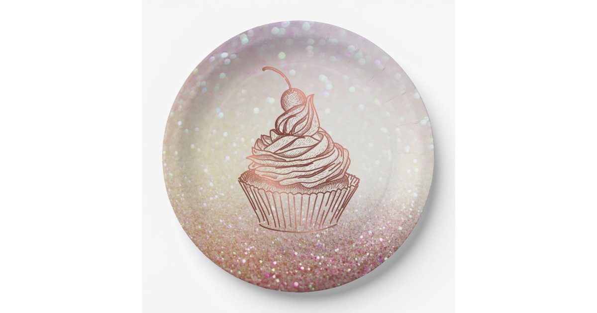 Cakes & Sweets Cupcake Home Bakery Rustic Vintage Paper Plates | Zazzle