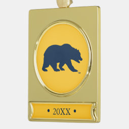 Cal Blue Bear Gold Plated Banner Ornament | Zazzle