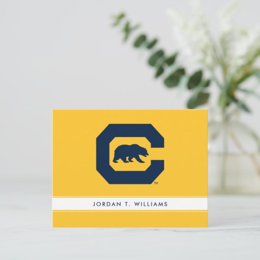 Cal Blue C With Bear Postcard | Zazzle