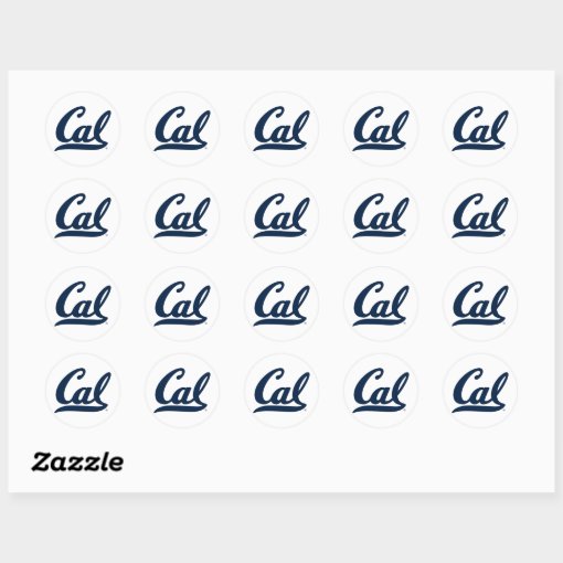 Cal Blue Script Classic Round Sticker | Zazzle