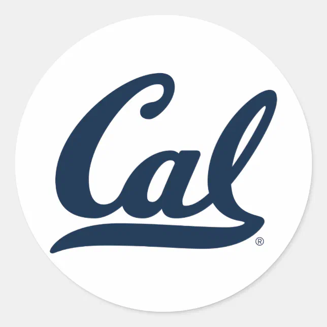 Cal Blue Script Classic Round Sticker | Zazzle