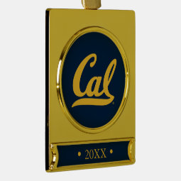 Cal Gold Script Gold Plated Banner Ornament | Zazzle