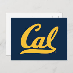 Cal Gold Script Postcard | Zazzle