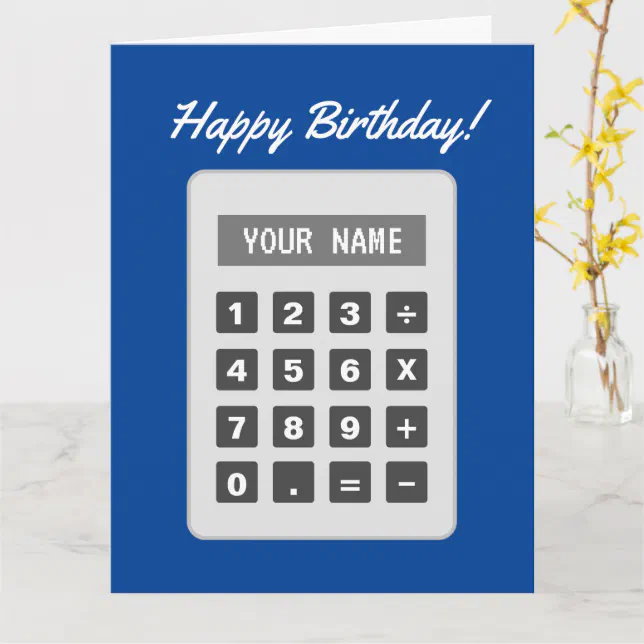 Calculator drawing custom Birthday greeting card | Zazzle
