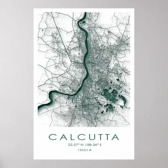 Calcutta/Kolkata Map Poster| West Bengal| India Poster | Zazzle