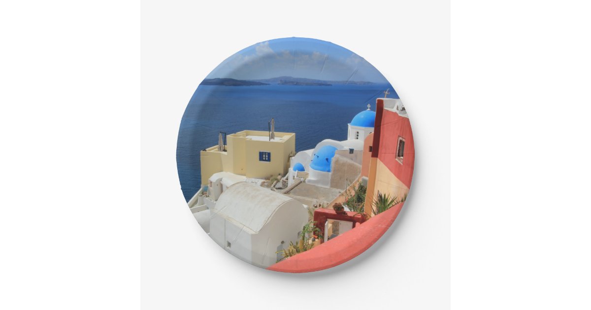 Caldera, Oia, Santorini, Greece Paper Plates | Zazzle
