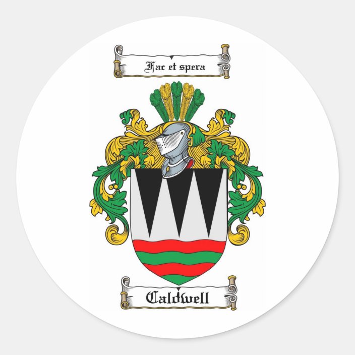 CALDWELL FAMILY CREST - CALDWELL COAT OF ARMS CLASSIC ROUND STICKER ...