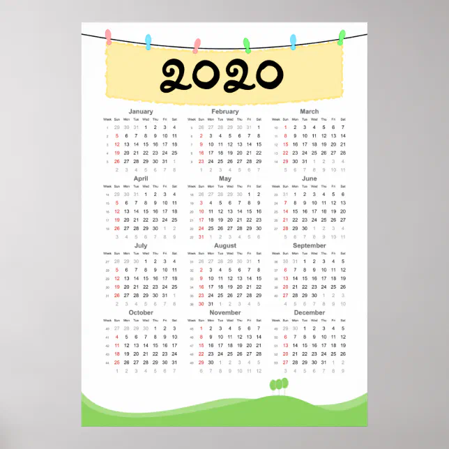 Calendar 2020 Poster | Zazzle