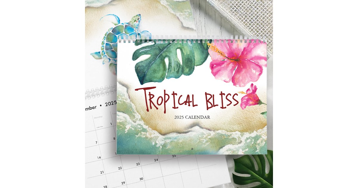 Calendar 2025 Tropical Watercolor Art Calendars | Zazzle