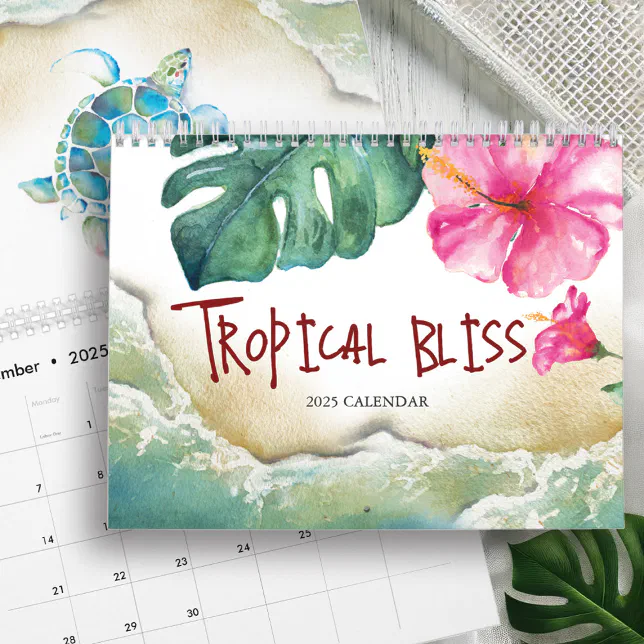 Calendar 2025 Tropical Watercolor Art Calendars | Zazzle