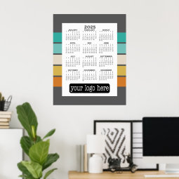 Calendar - Basic Black White Minimal Poster | Zazzle
