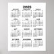 Calendar - Basic Minimal Black and White Poster | Zazzle