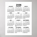 Calendar - Basic Minimal Black and White Poster | Zazzle