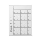 Calendar Black and White Monthly Planner Notepad | Zazzle
